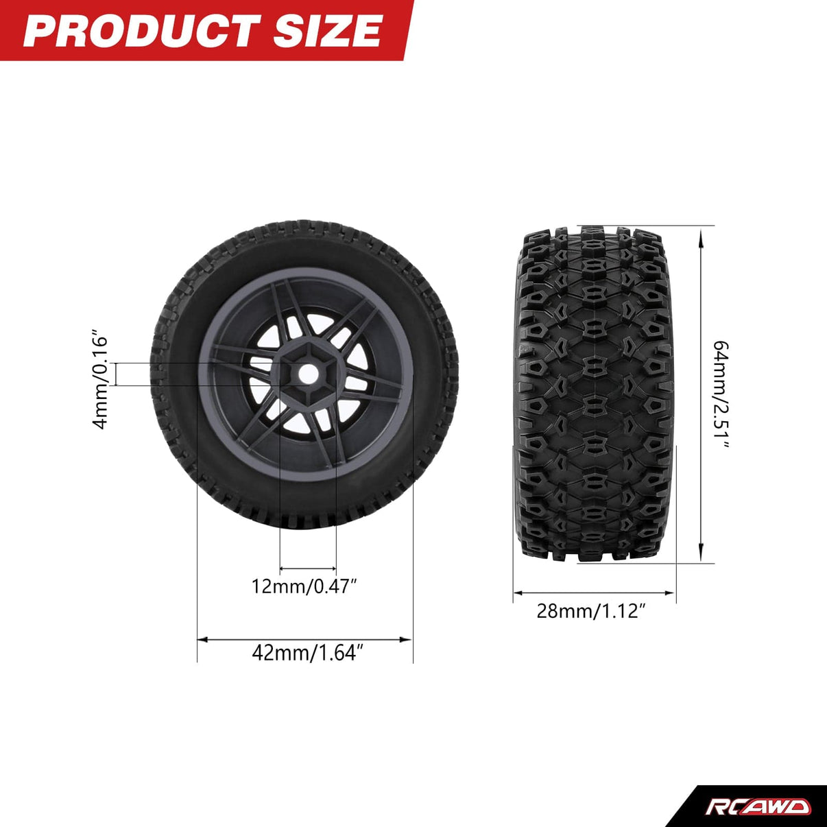 RCAWD ARRMA MOJAVE GROM All Terrain Adaptation Pre Glued Wheel Tires
