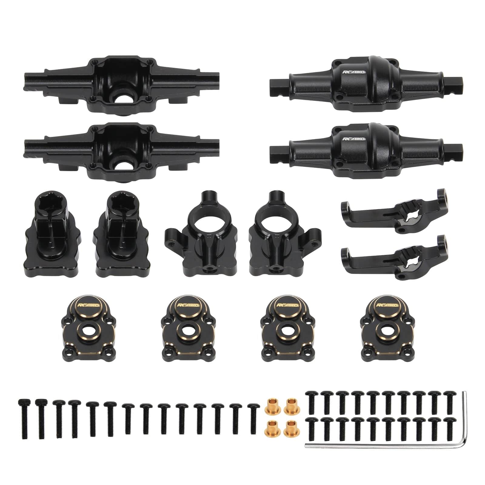 RCAWD FCX24 Aluminum Front Rear Axles Housing Set with Brass Steering ...